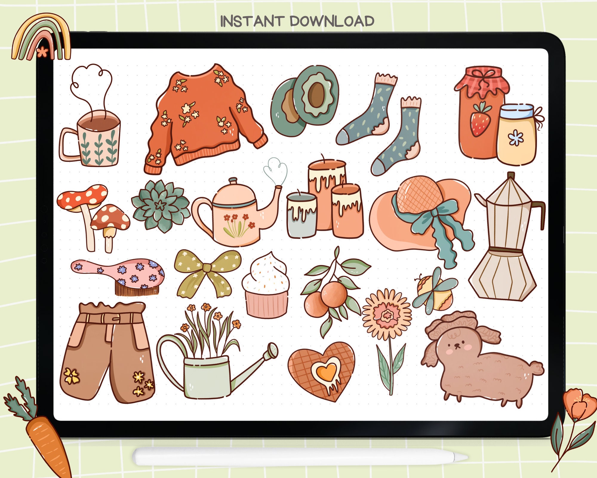 Kawaii Spring Digital Stickers Cute Goodnotes Stickers - Etsy