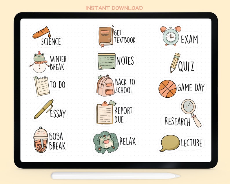 Study Digital Stickers for Goodnotes, Student Goodnotes Stickers, Icon ...