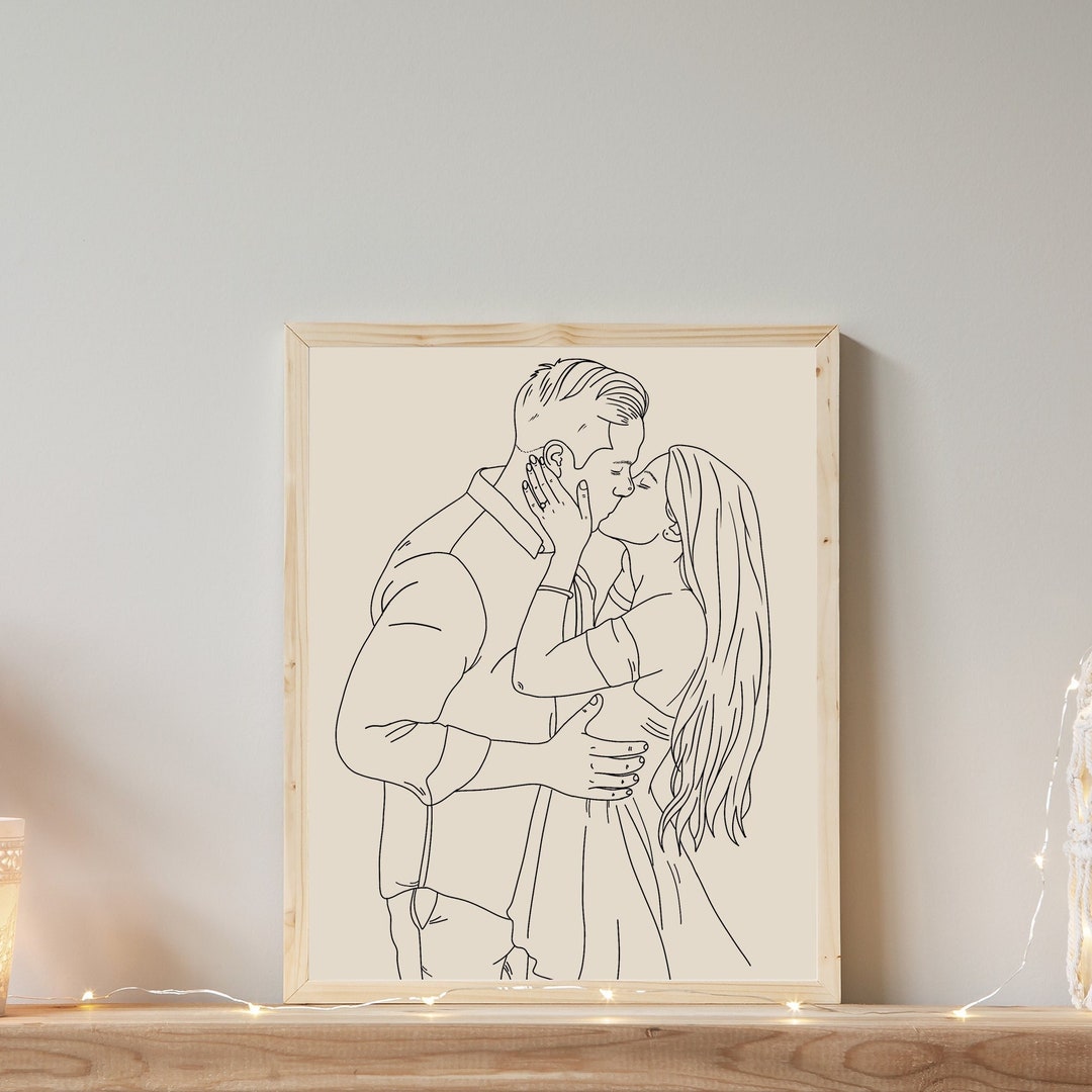 Custom Line Drawing Couple, Custom Portrait, Couple Line Art, Family ...