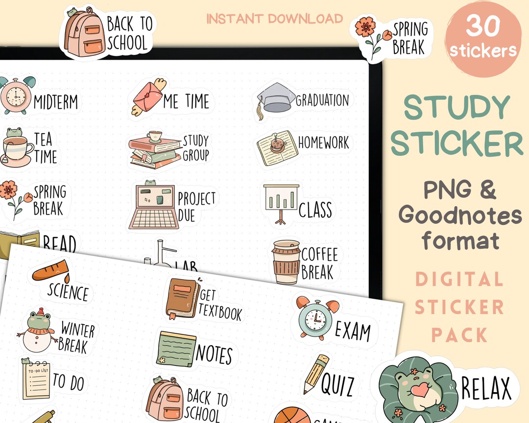 Study Digital Stickers for Goodnotes Student Goodnotes - Etsy