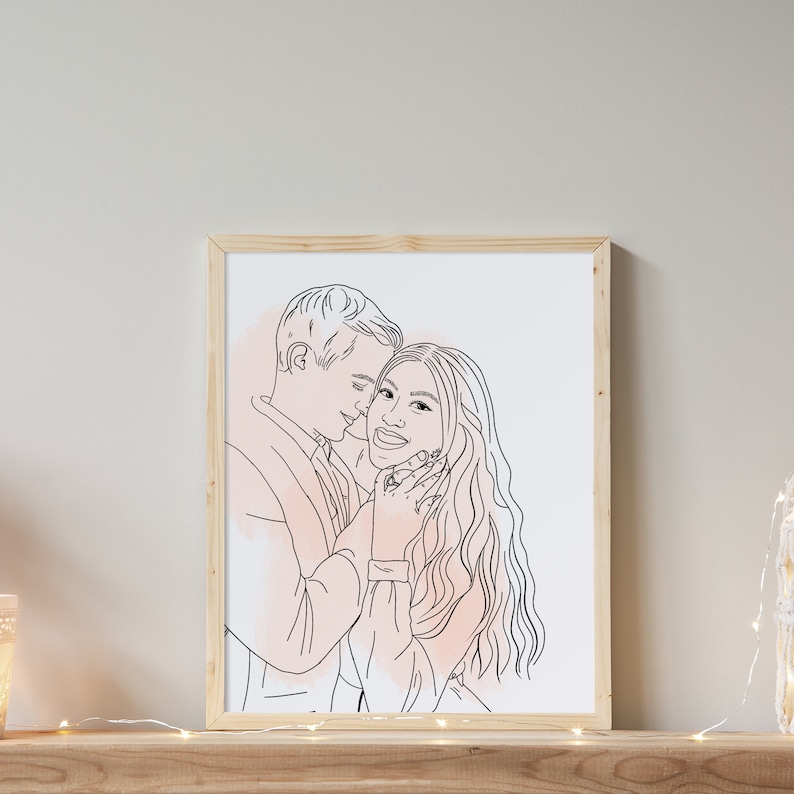 Custom Line Drawing Couple Custom Portrait Couple Line Art - Etsy