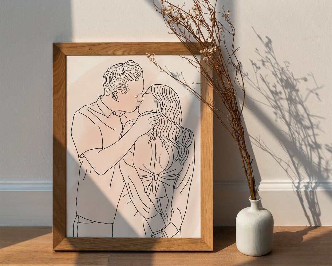 Custom Portrait, Couple Hand Drawing, Custom Line Art Couple ...