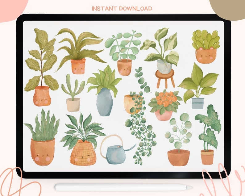 Digital Planner Stickers, Potted Plants Sticker Set, House Garden ...