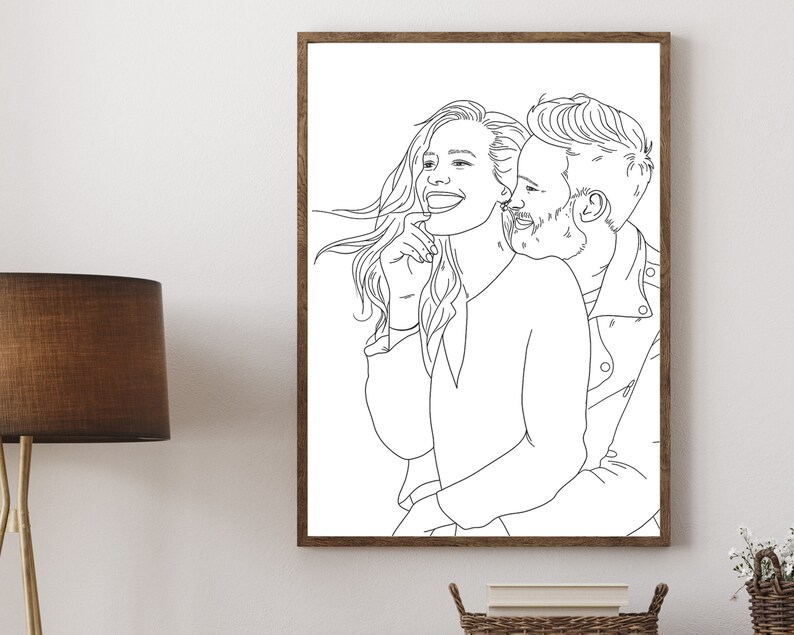 Custom Line Drawing Couple, Line Art, Couple Gifts, Personalized Couple ...