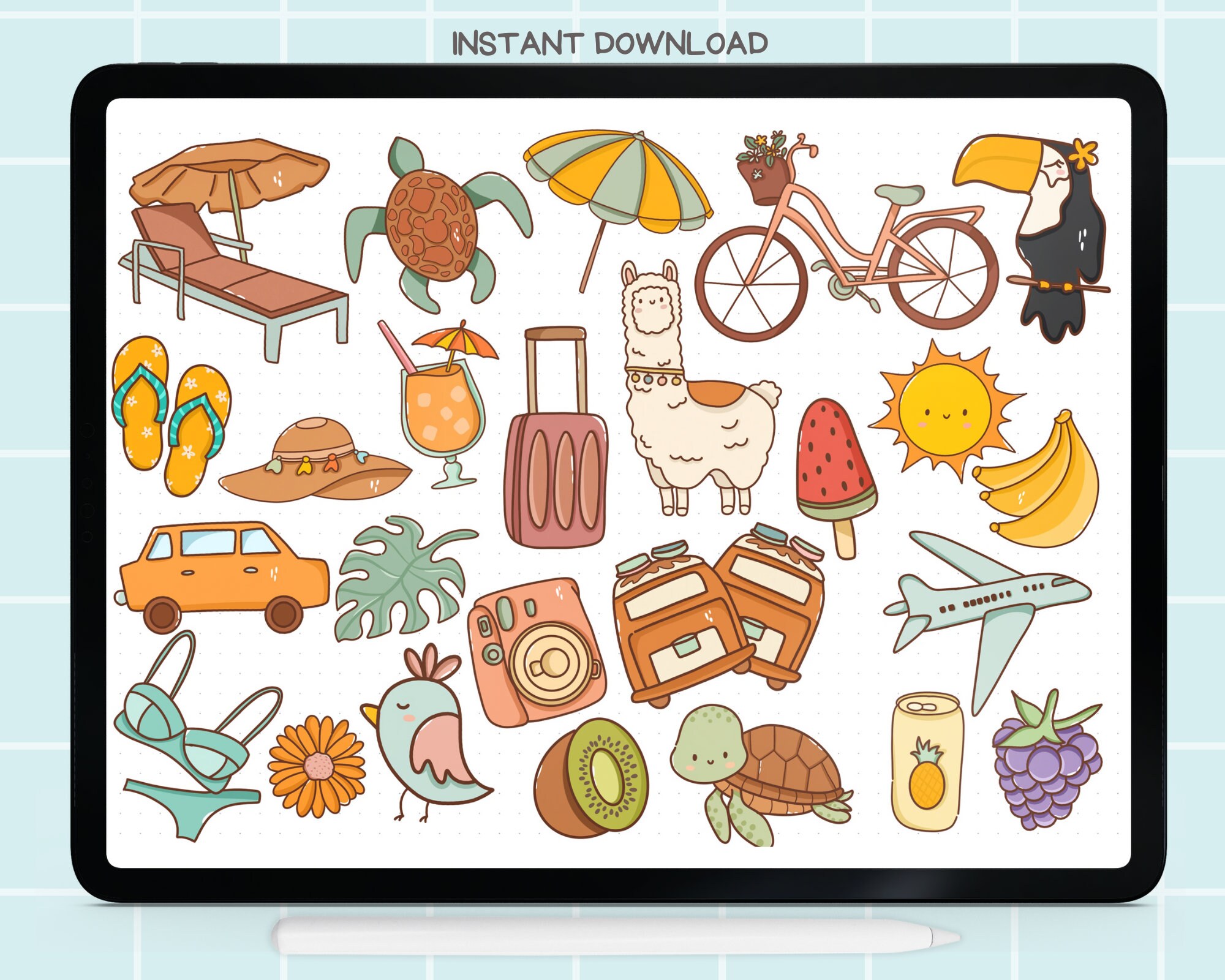 Summer Vibes Digital Stickers, Summer Goodnotes Stickers, Seasonal ...