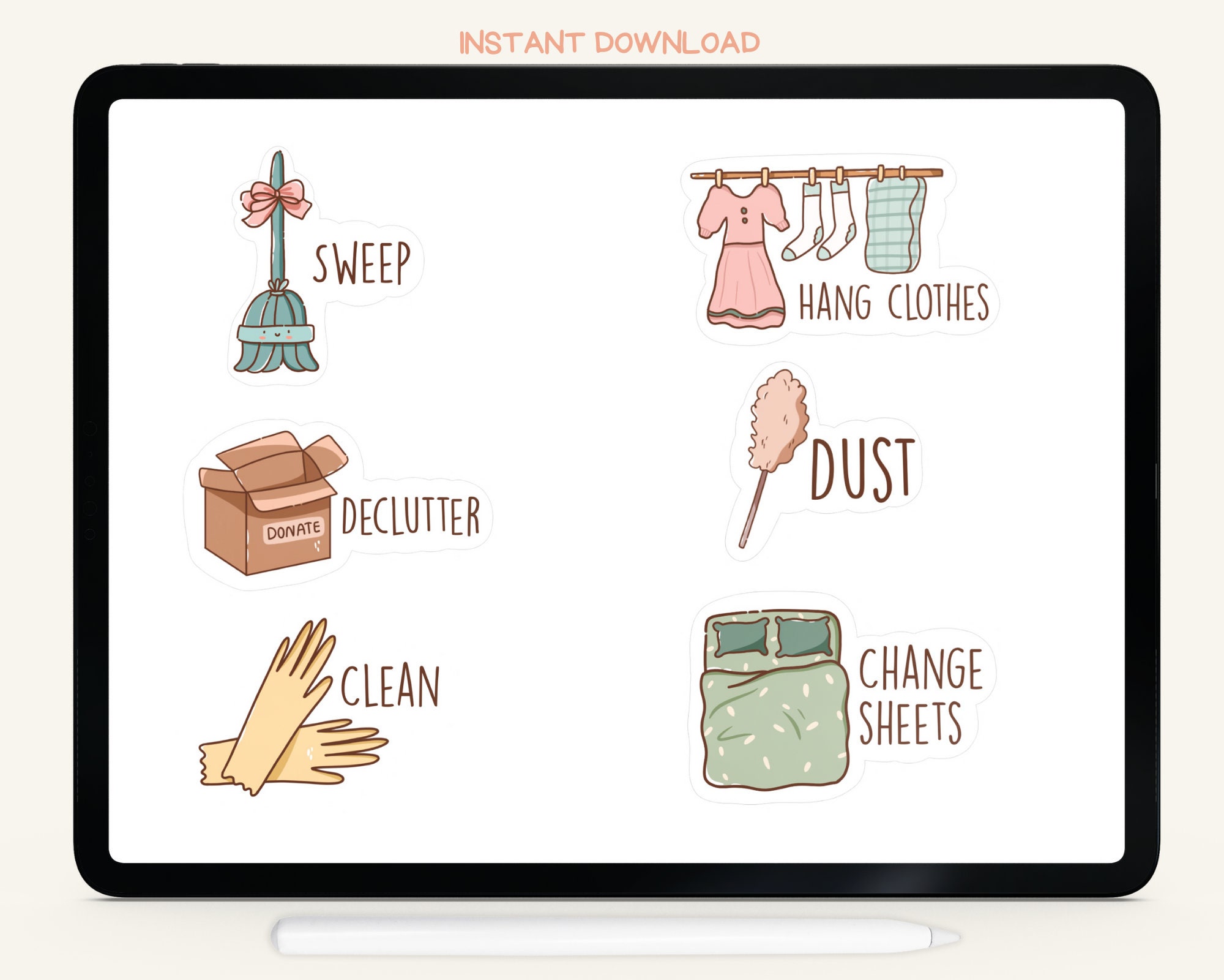 House Chore Goodnotes Stickers Cleaning Digital Stickers for - Etsy