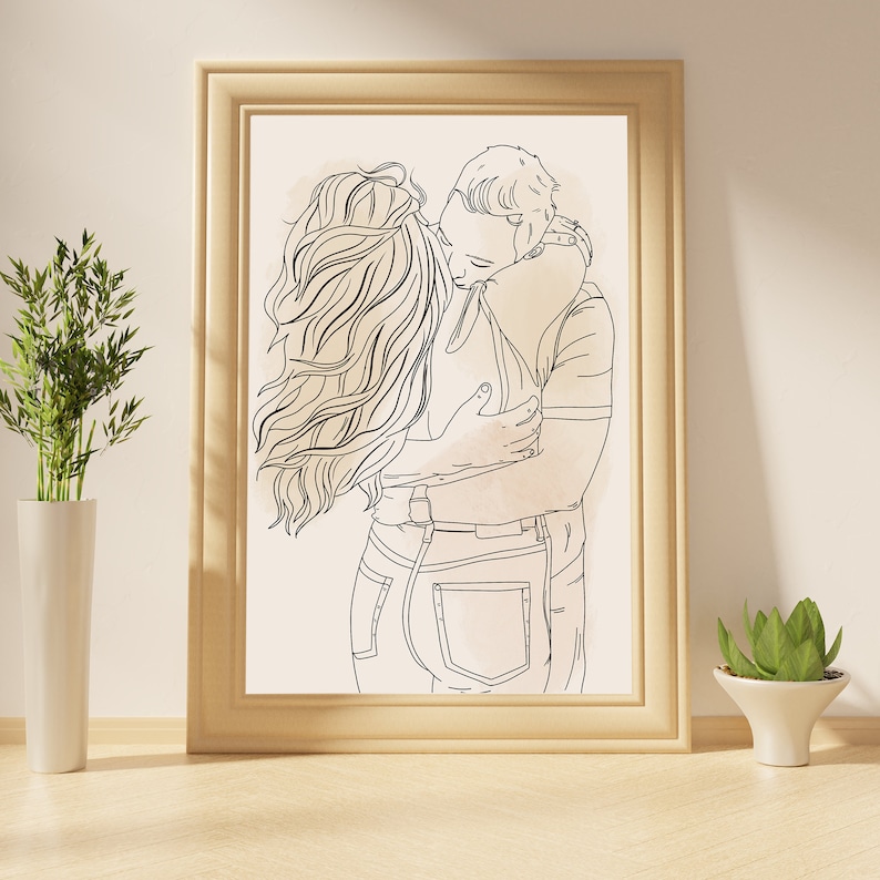 Custom Line Drawing Couple Custom Portrait Couple Line Art - Etsy