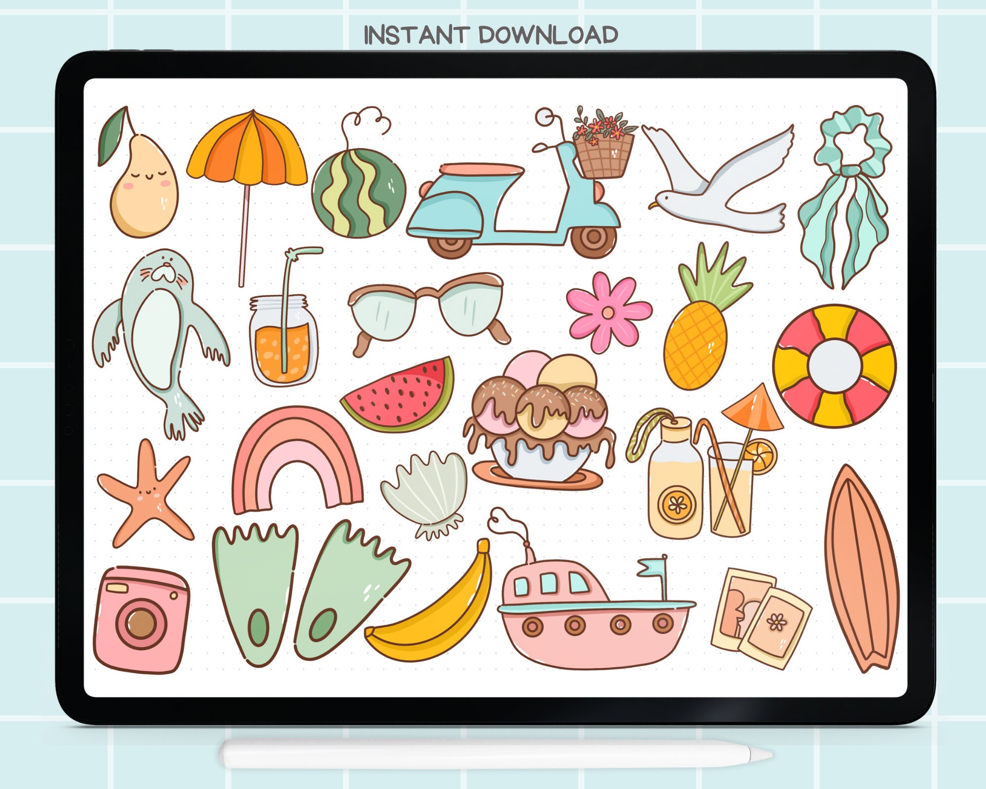 Summer Vibes Digital Stickers Summer Goodnotes Stickers - Etsy