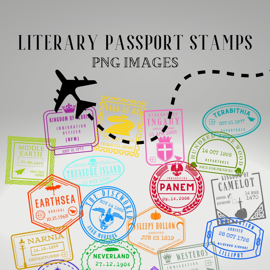 Literary Passport Stamps Digital Download PNG Images - Etsy