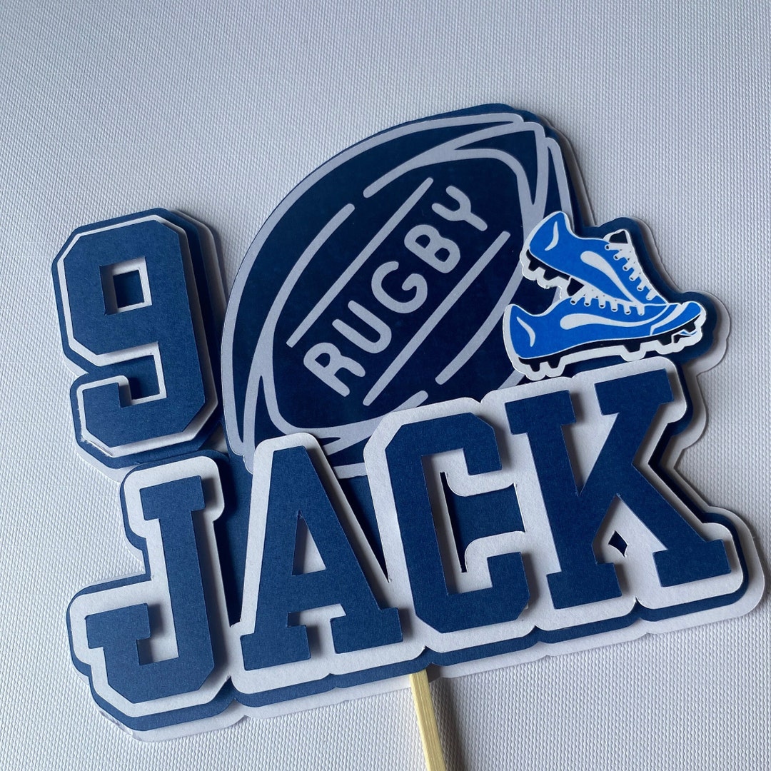 Customised Rugby Cake Topper for Boys Birthday Party Decoration Sports ...