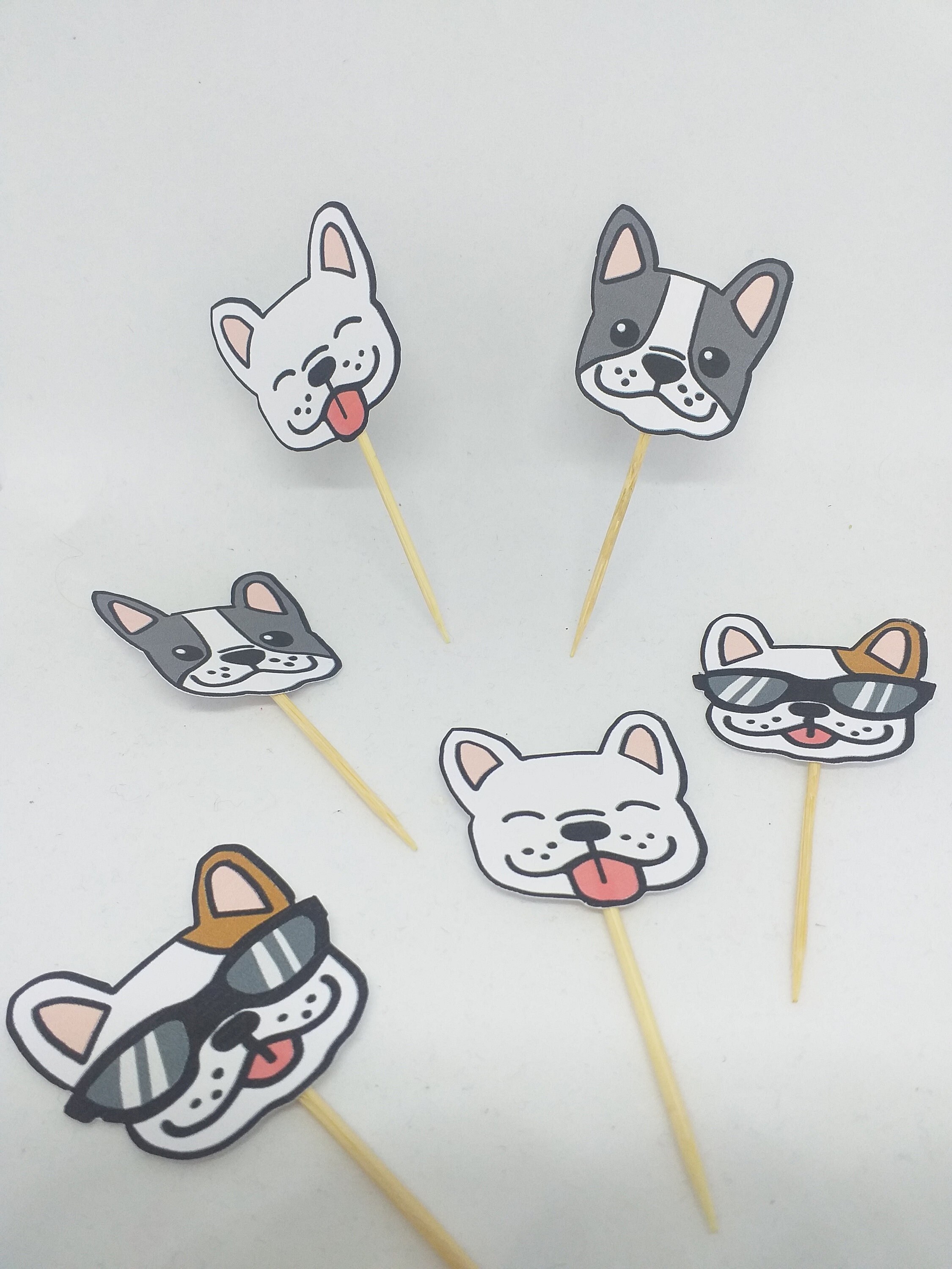French Bull Dog Cupcake Toppers for Frenchie Lovers, Dogs Birthday Cake ...