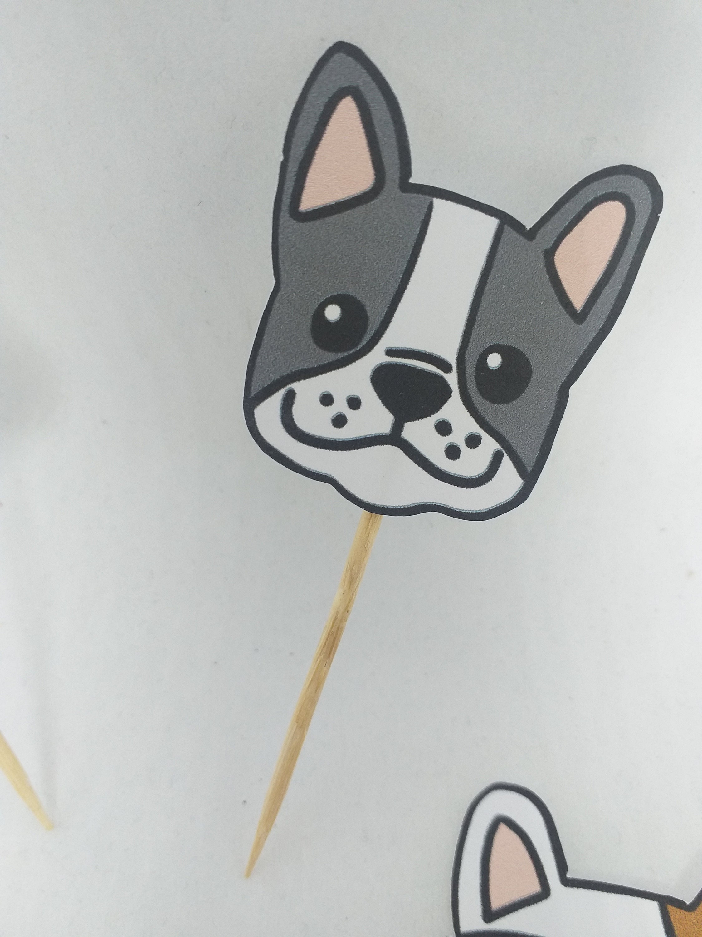 French Bull Dog Cupcake Toppers for Frenchie Lovers, Dogs Birthday Cake ...