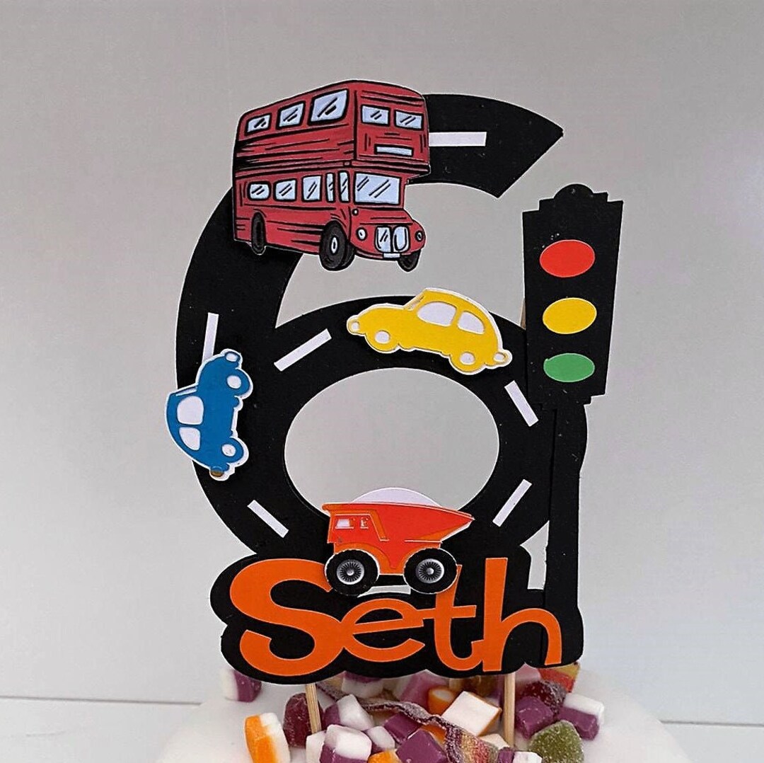 Car, Bus, Truck Cake Topper, Personalised Birthday Cake Topper ...