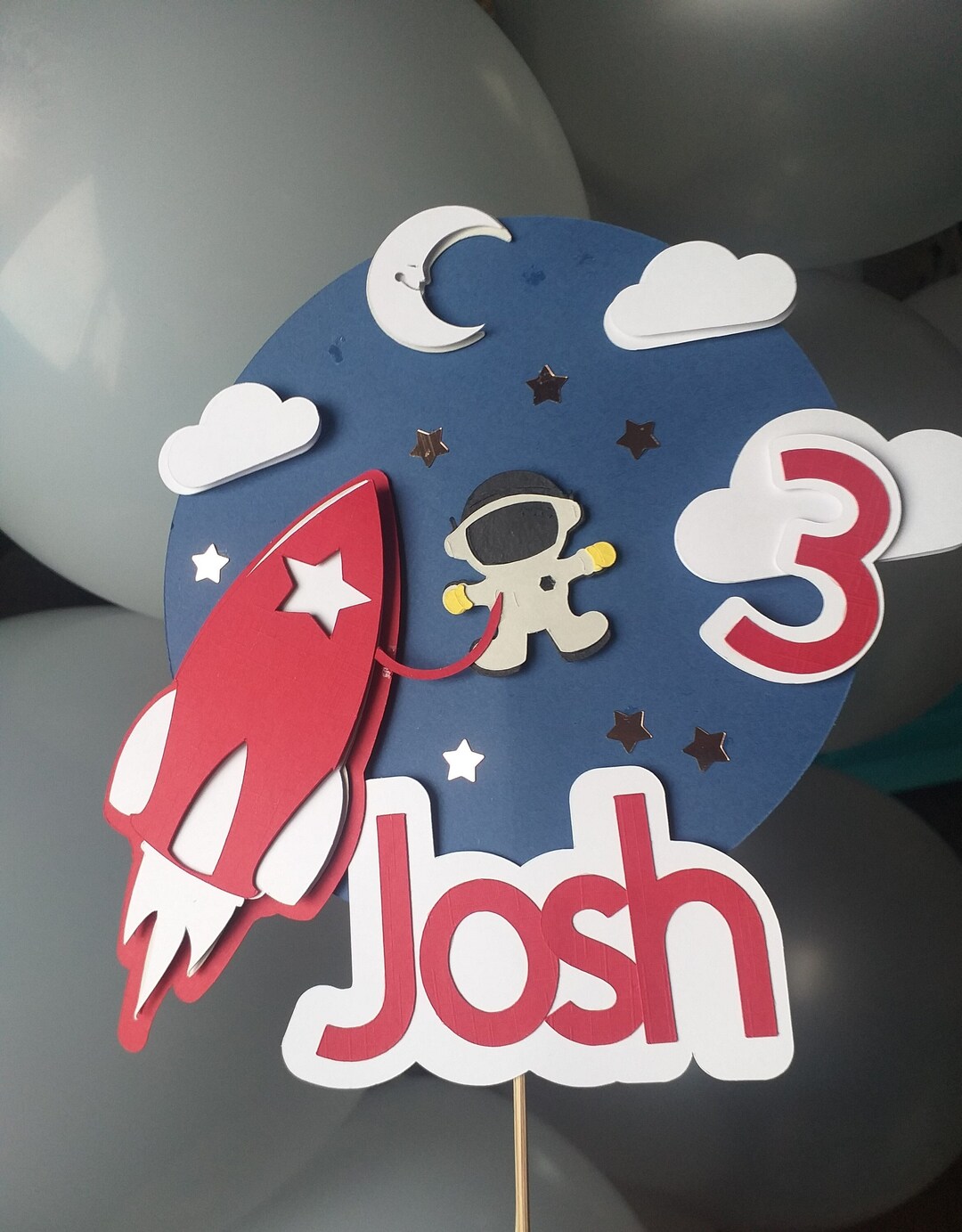 Personalised Spaceman Themed Cake Topper, Birthday Cake Topper, Rocket ...