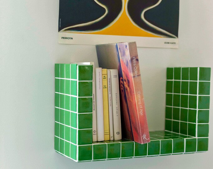 Tile Shelf Bookcase – Handmade Tile Wall Shelf – Modern Mosaic Display ...