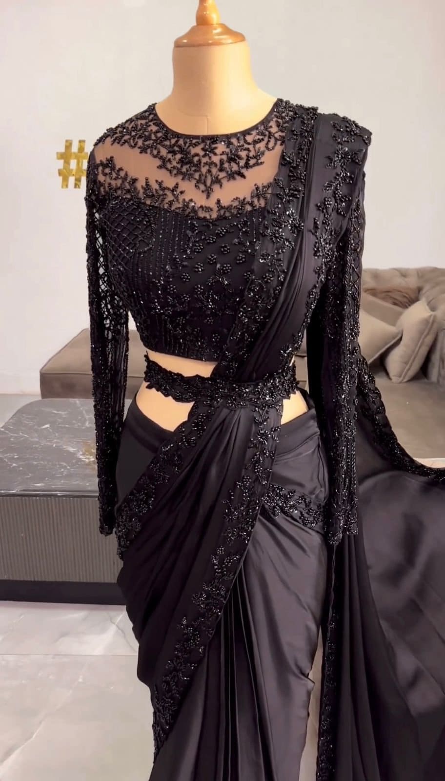 Black Georgette Sequence Saree Saree for USA Women Designer - Etsy