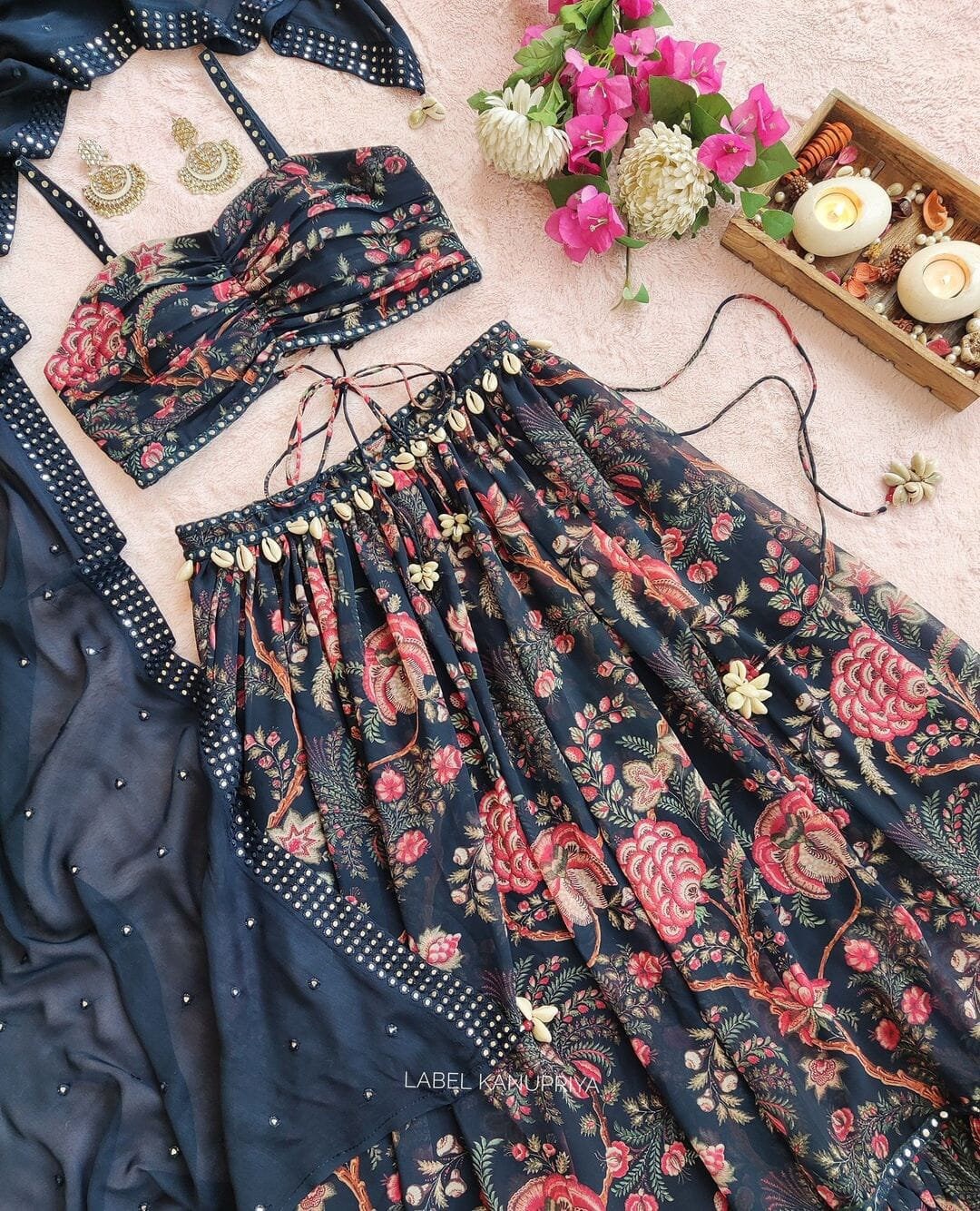 Beautiful Floral Lehenga Choli, Lehenga Partywear Dress for Women ...