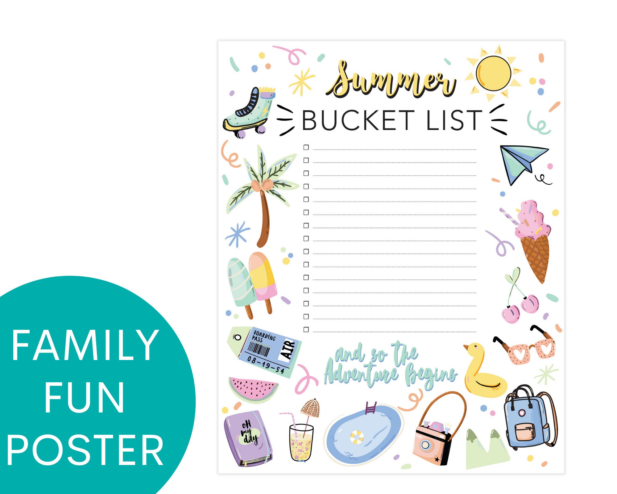Summer Bucket List Printable Bucket List Activity for Kids Download ...