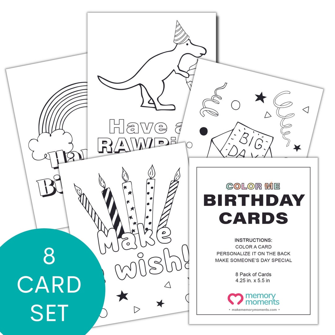 Kids Birthday Card Coloring Activity, Digital Download, Printable - Etsy