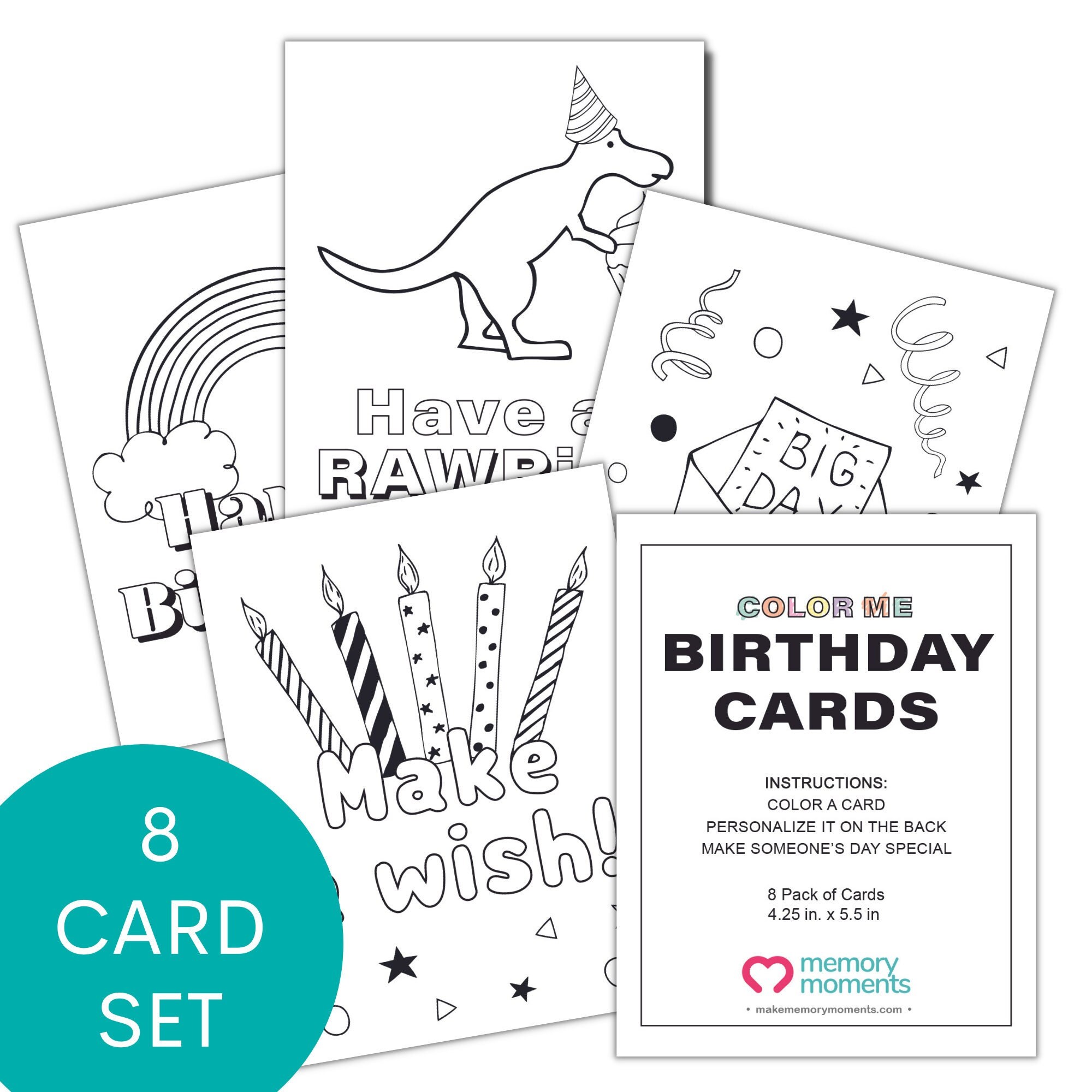 Kids Birthday Card Coloring Activity, Digital Download, Printable - Etsy