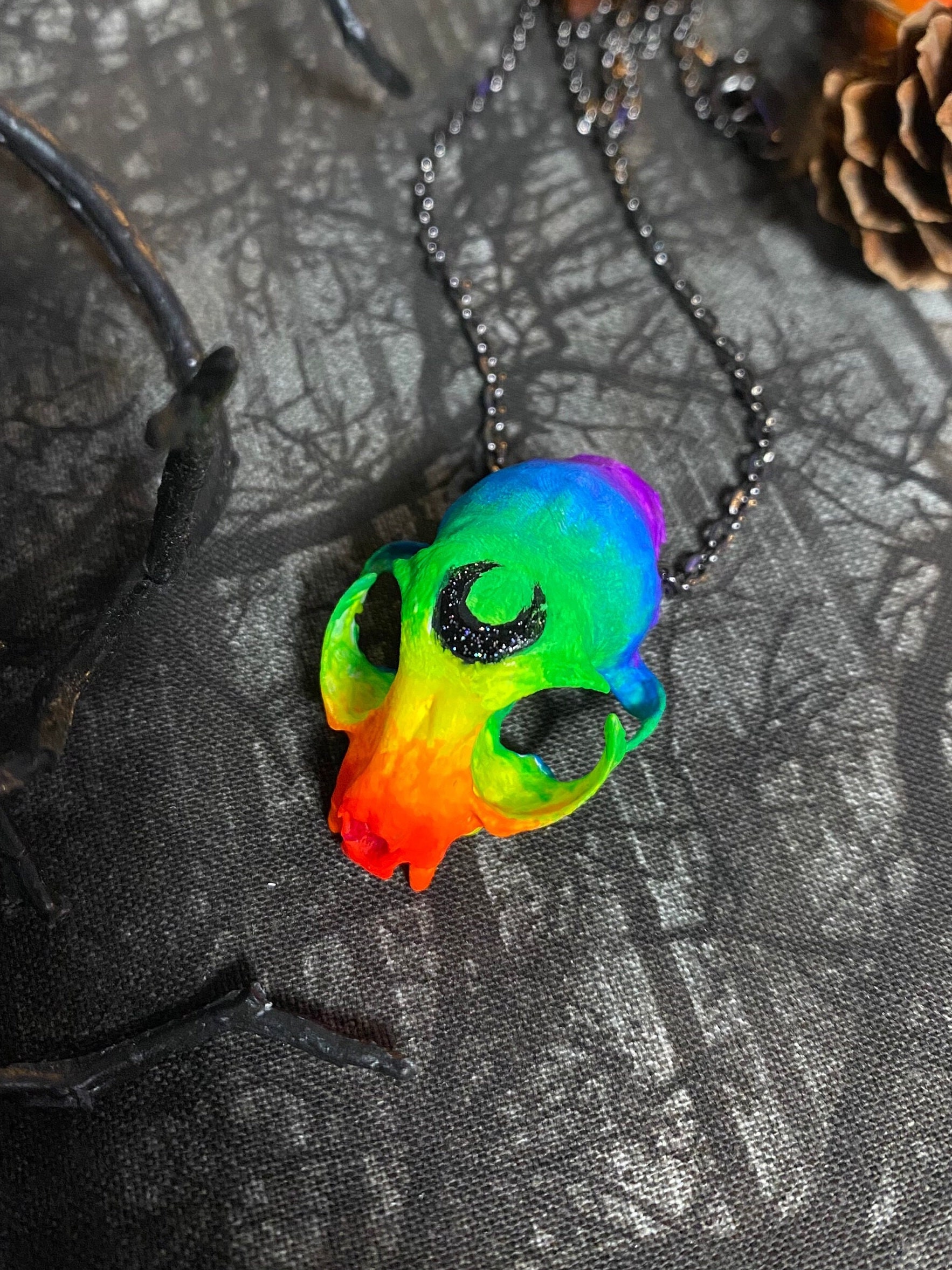 Prism Cat Skull Necklace - Etsy