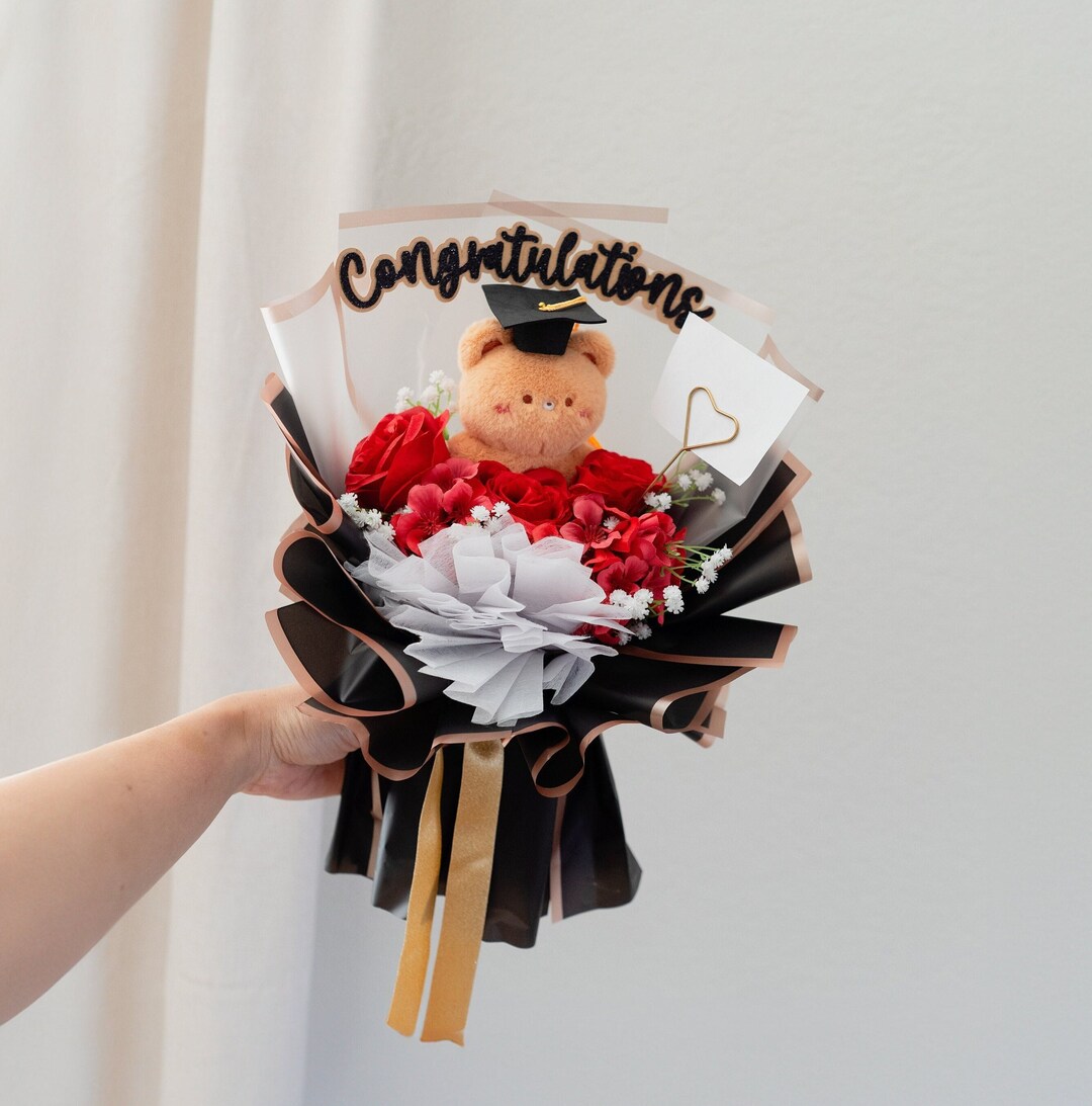 Handmade Graduation Bear Plushie Bouquet With Customizable Note ...