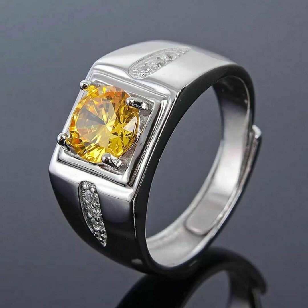 Men's Engagement Ring 2 Ct Yellow Diamond 14K White - Etsy