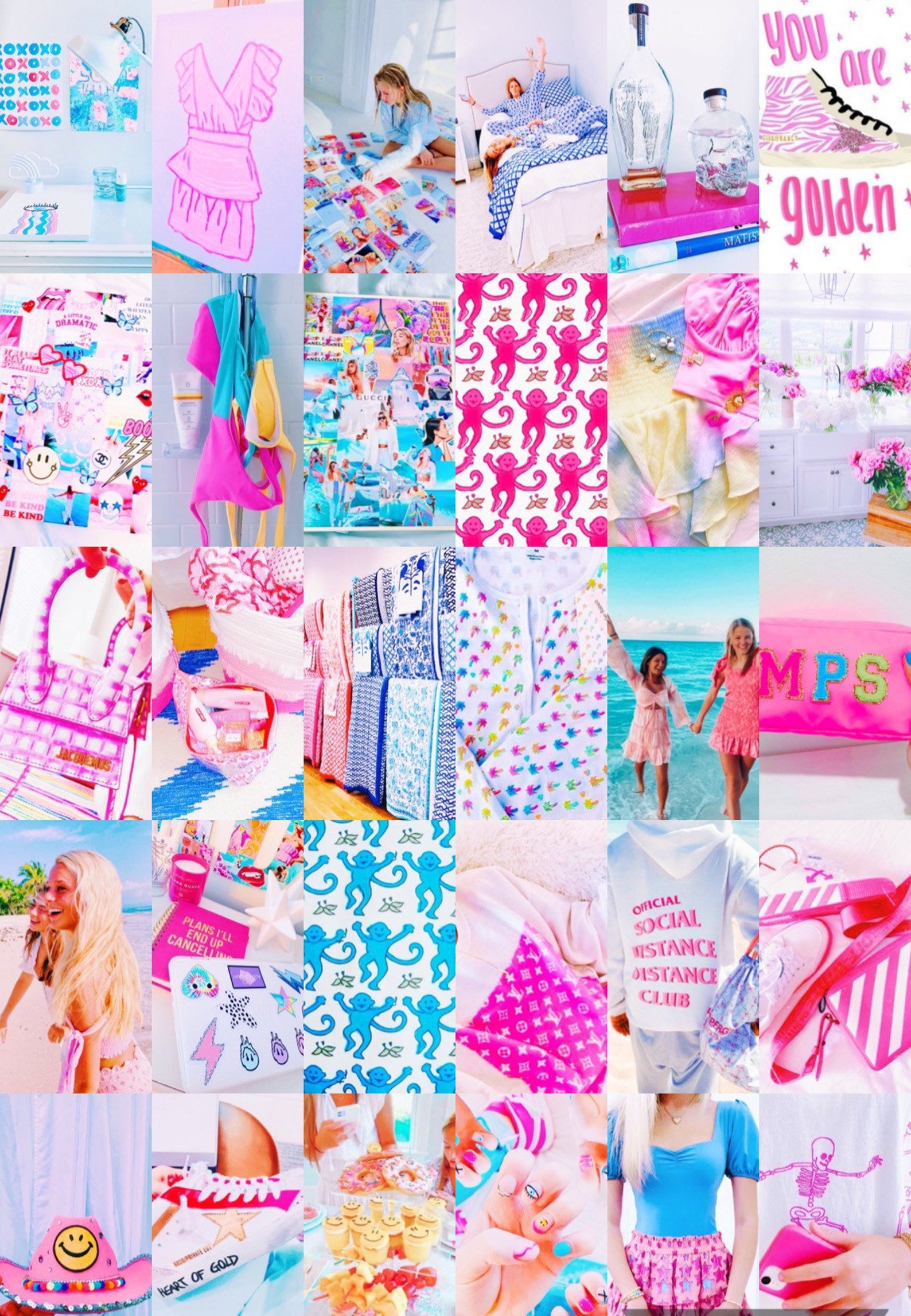 Collage de imagen preppy impreso 30 ud. | Etsy