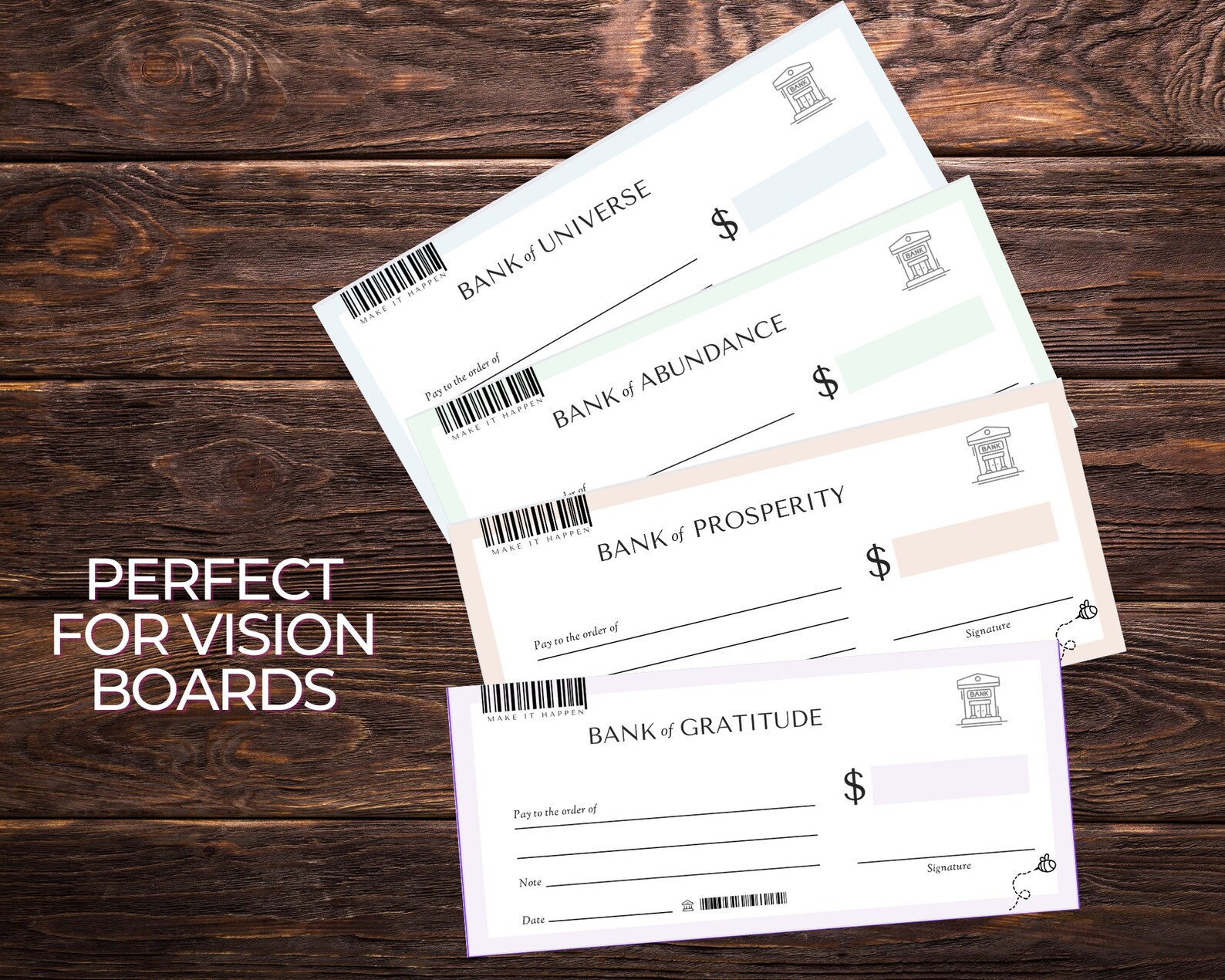 Printable Manifestation Cheques, Vision Board Check, Law of Attraction ...