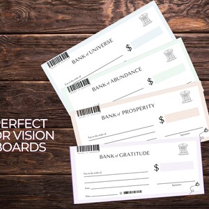Printable Manifestation Cheques, Vision Board Check, Law of Attraction ...