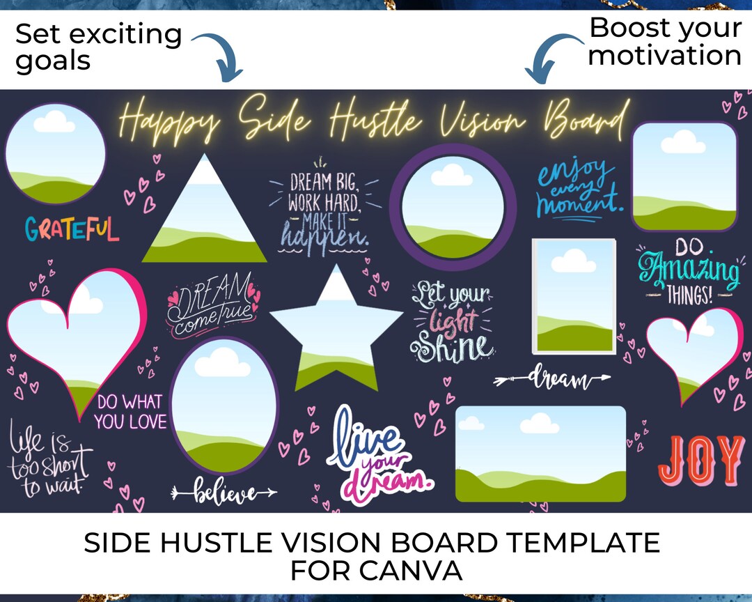 Digital Vision Board, Editable Drag and Drop Canva Template for ...