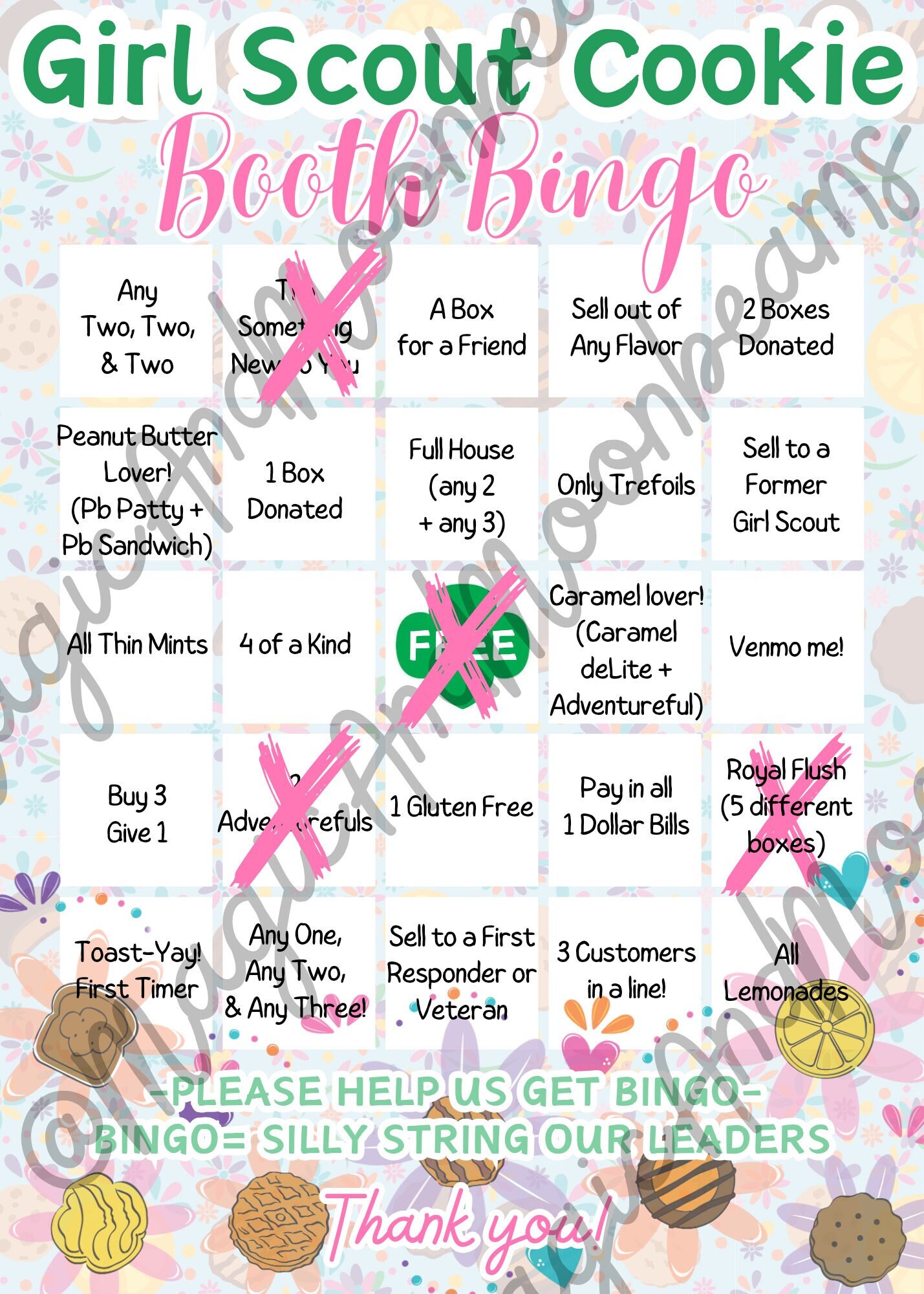 Downloadable Girl Scout Cookie Booth Bingo Game for Scouts to Play ...