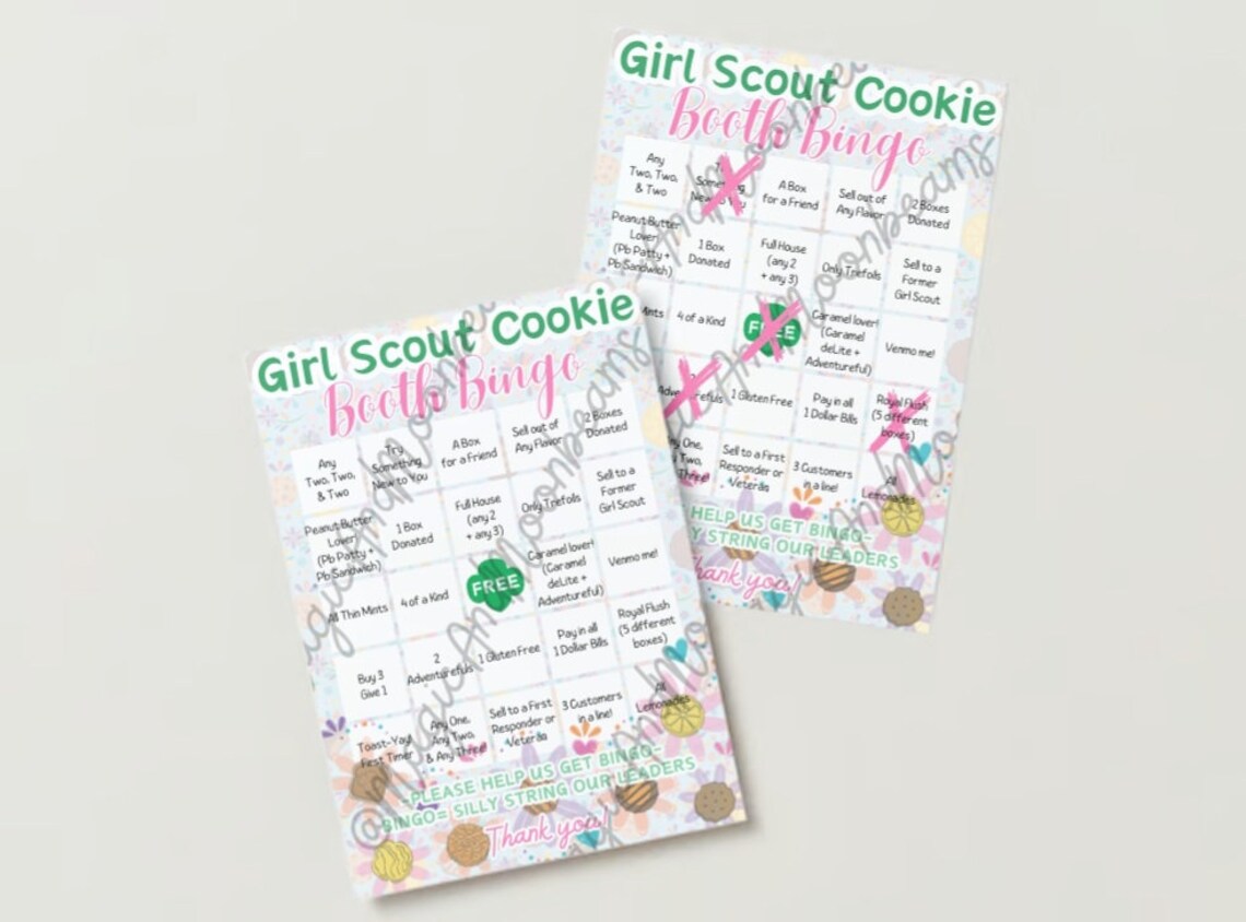 Downloadable Girl Scout Cookie Booth Bingo Game for Scouts to Play ...