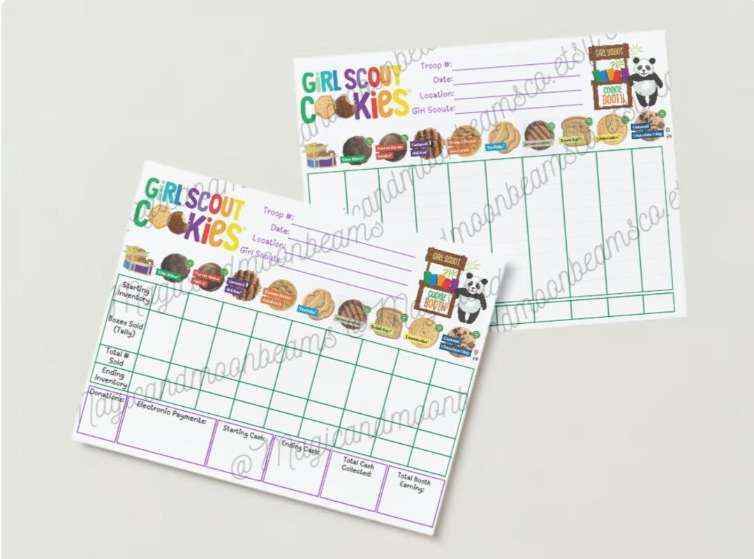 Downloadable GS Cookie Sales Booth Sales Trackers- ABC Baker- Printable ...