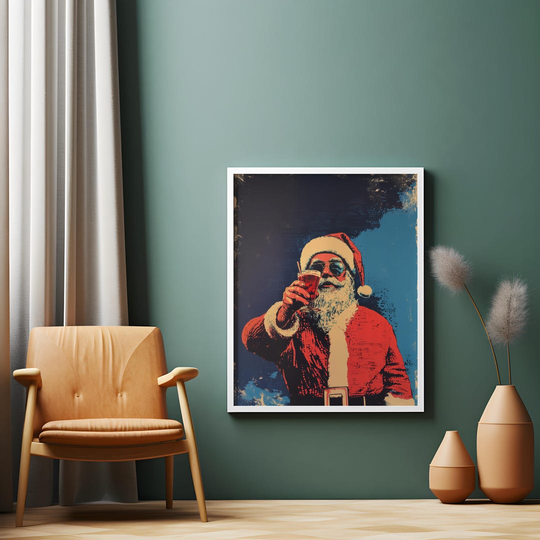 Andy Warhol Inspired Santa Digital Print Santa Print Digital Art Living ...