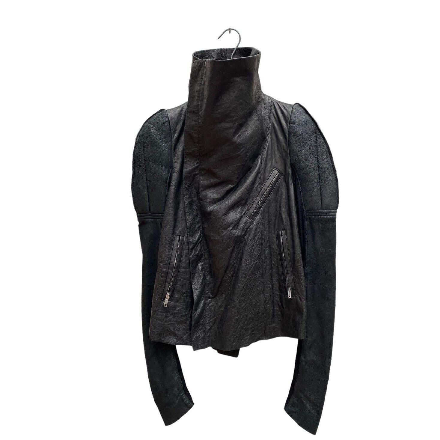Rick Owens Mainline Black Leather Biker Jacket Size IT 40 Rick Owens Mainline Black Leather Biker Jacket Size IT 40