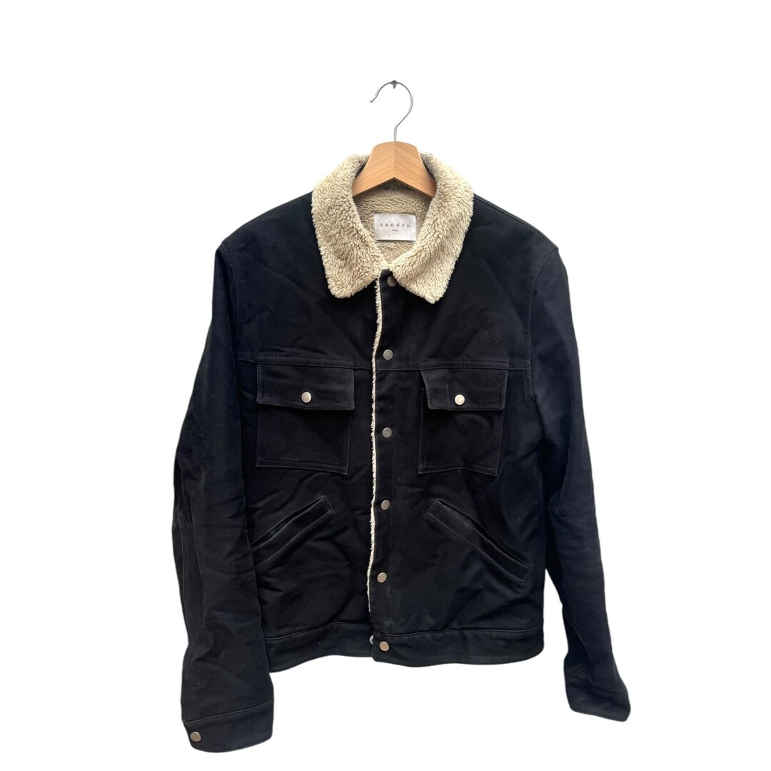 Sandro Black Shearling Jacket Fully Lined Size M - Etsy