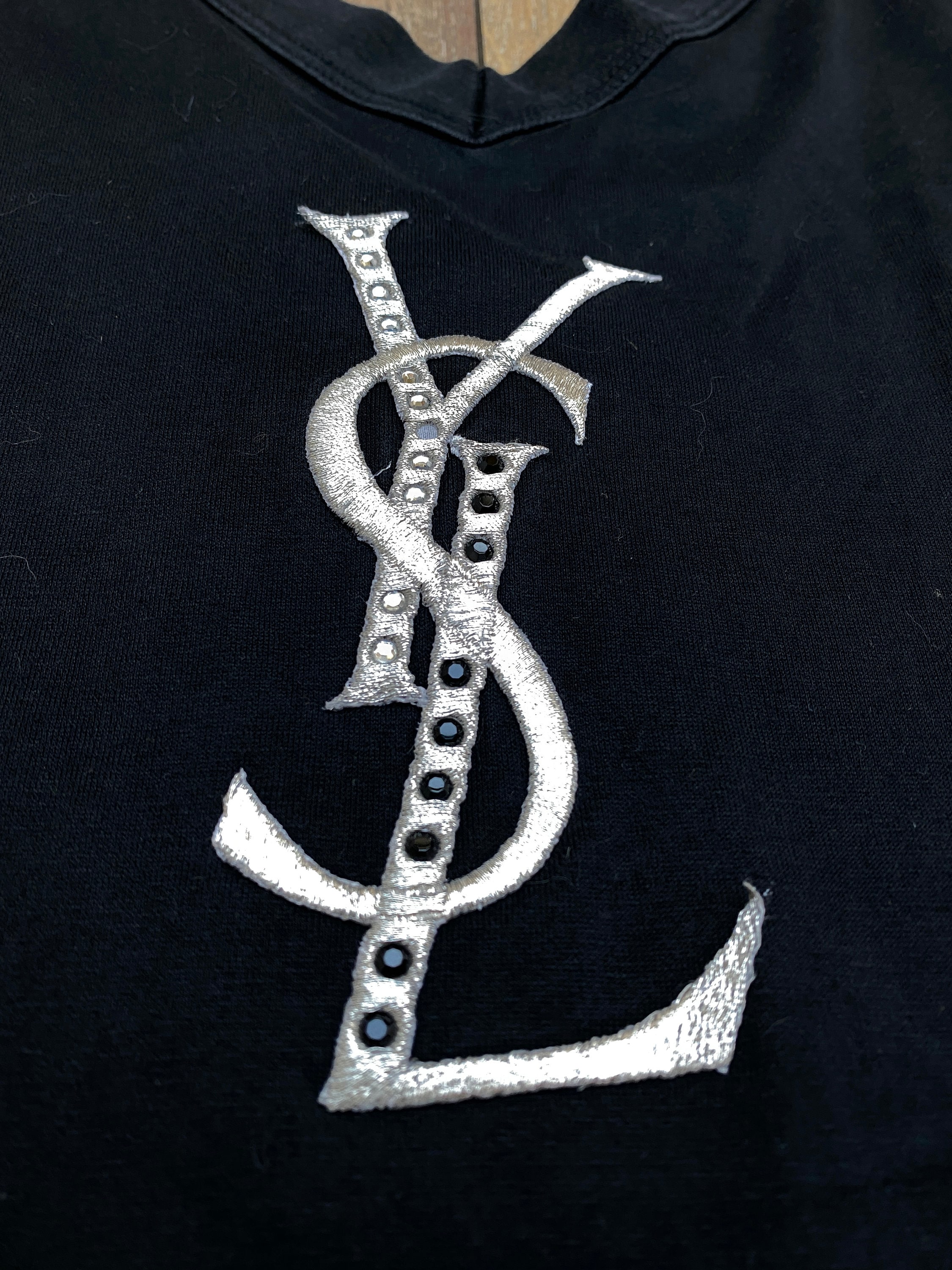 Yves Saint Laurent Black YSL Logo V Neck Longsleeves Size M - Etsy