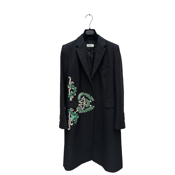 Dries Van Noten SS 2010 Black Wool Cotton Jewelry Coat Size Dries Van Noten SS 2010 Black Wool Cotton Jewelry Coat Size