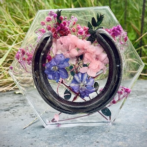 Beautiful Hexagon Memorial Resin Block Encapsulating Horse Hair And/or ...