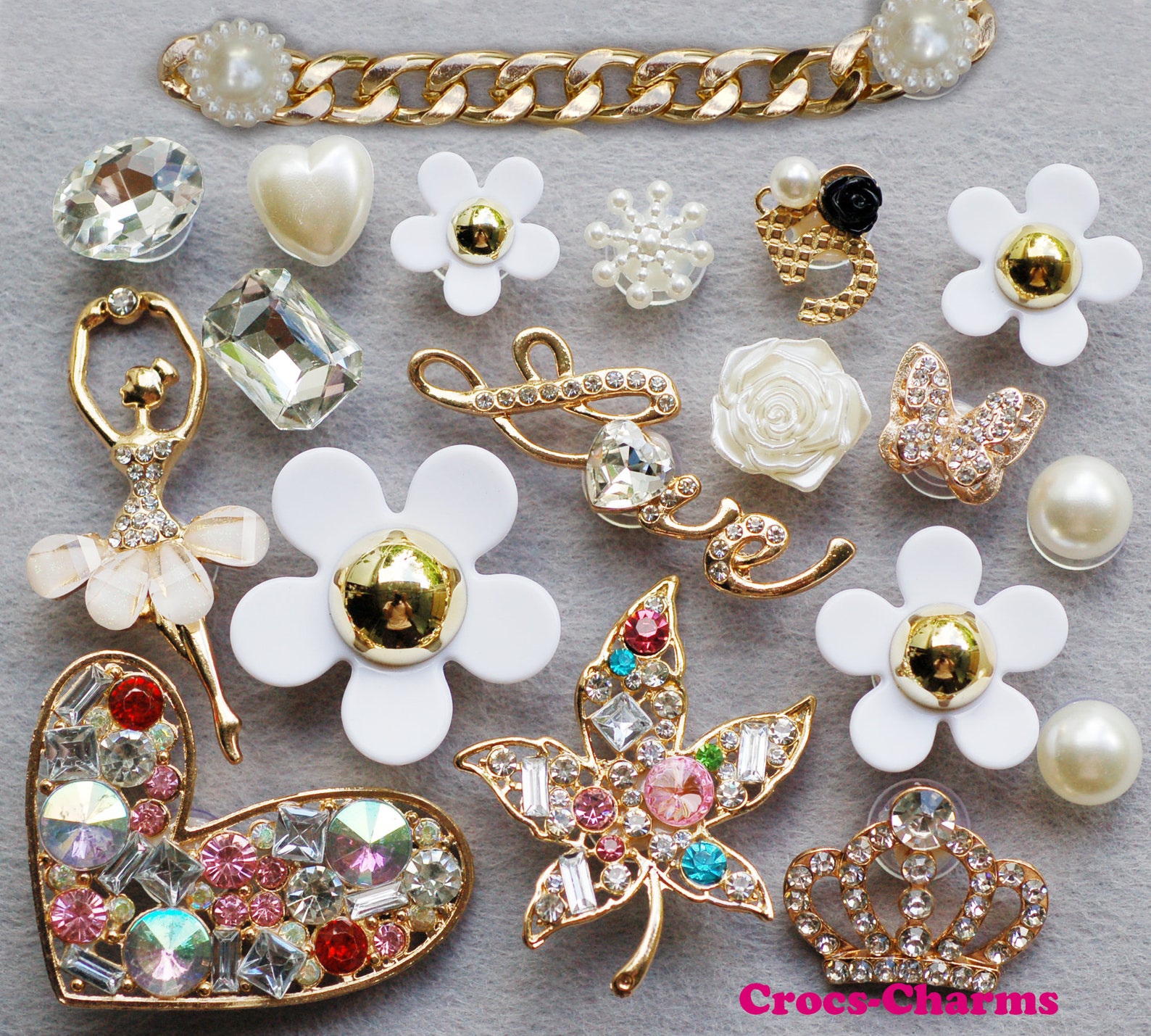 18 Pcs Shoe Charms for Crocs Bling Heart Maple Leaf Set 63211 - Etsy