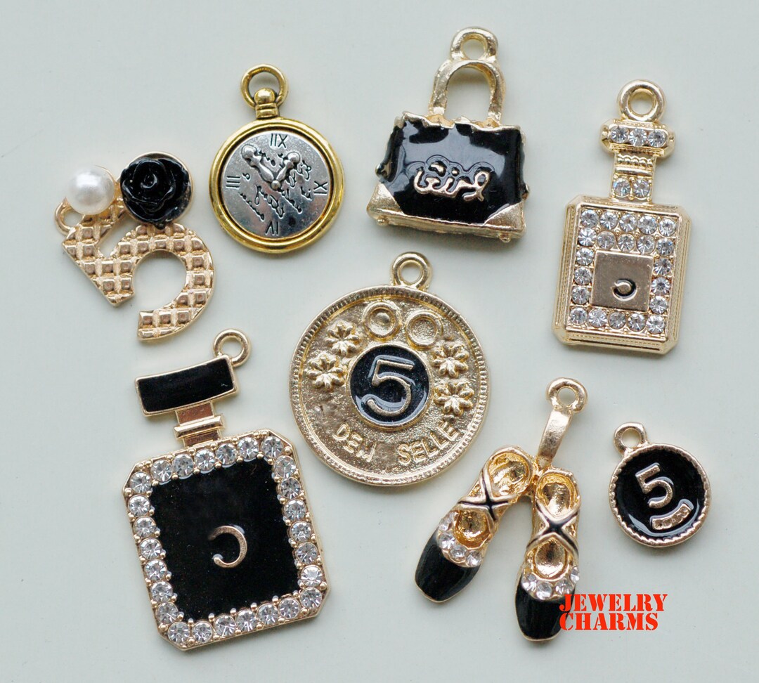 8 Pcs Jewellery Charms for Bangles Alloy Medallion Purse Clock Ballet ...