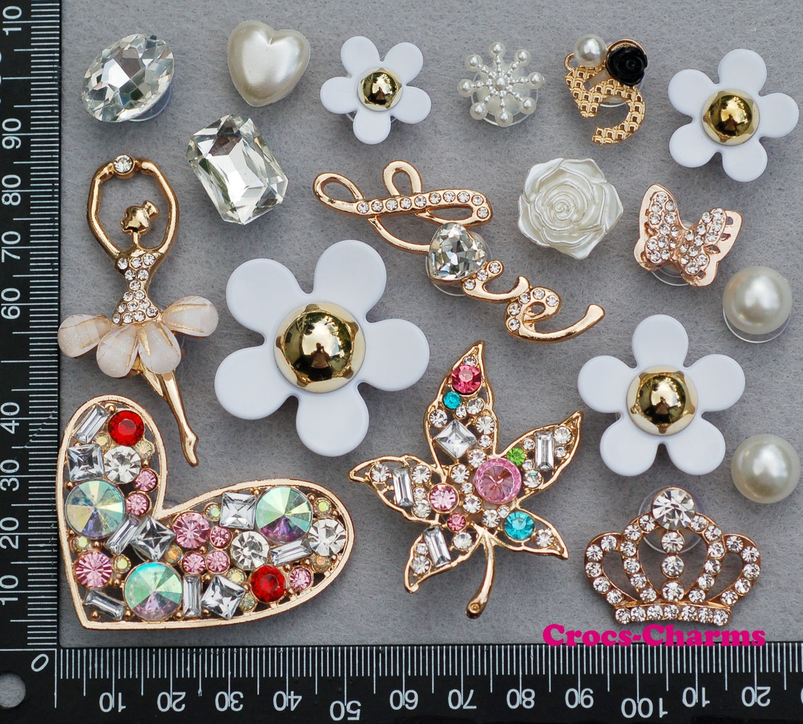 18 Pcs Shoe Charms for Crocs Bling Heart Maple Leaf Set 63211 - Etsy