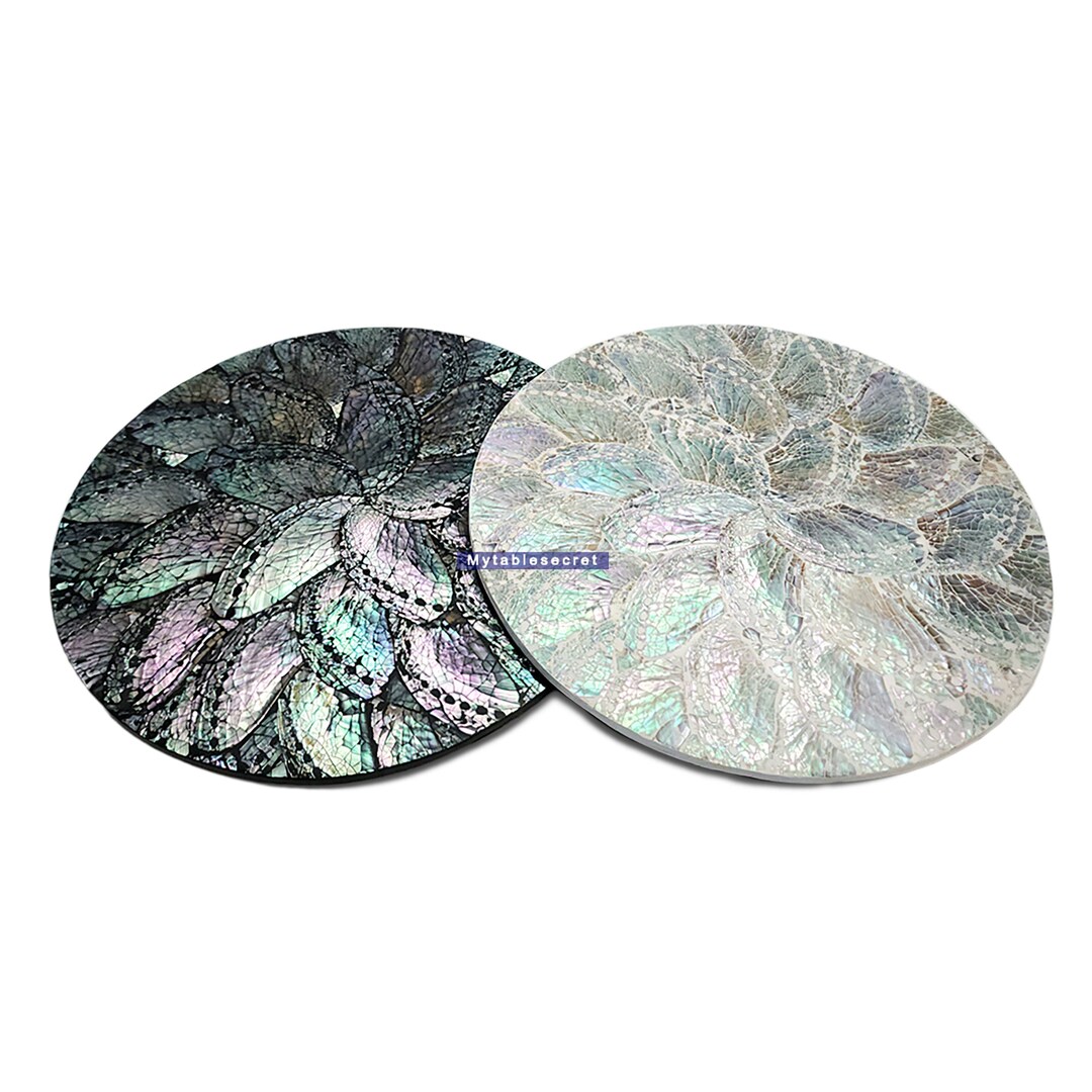 Mytablesecret Abalone Shell Inlayed Rectangular Plate, Oval Shaped Bowl ...