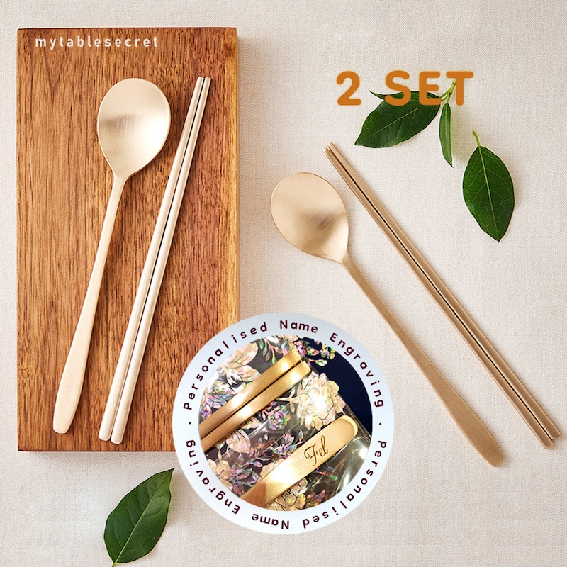Korean Cutlery Set Gold - Etsy