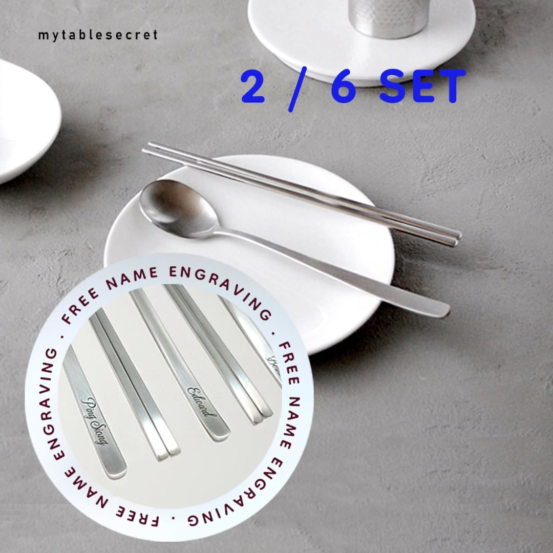 Korean Spoon & Chopstick Set. Personalized 18/10 Stainless Steel ...