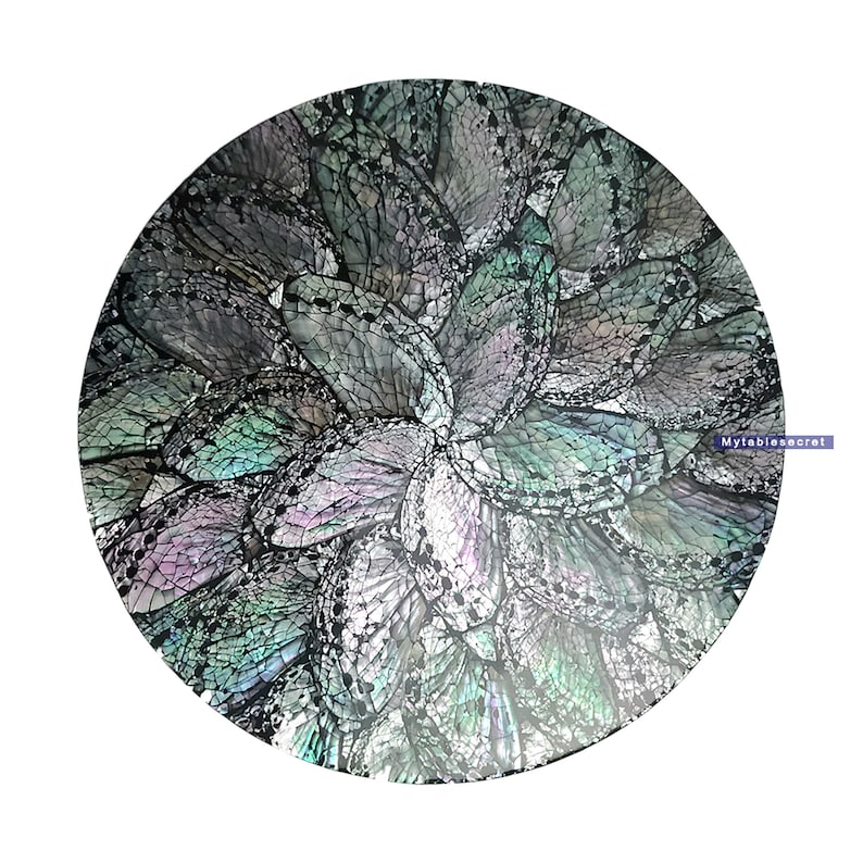 Mytablesecret Abalone Shell Inlayed Rectangular Plate, Oval Shaped Bowl ...