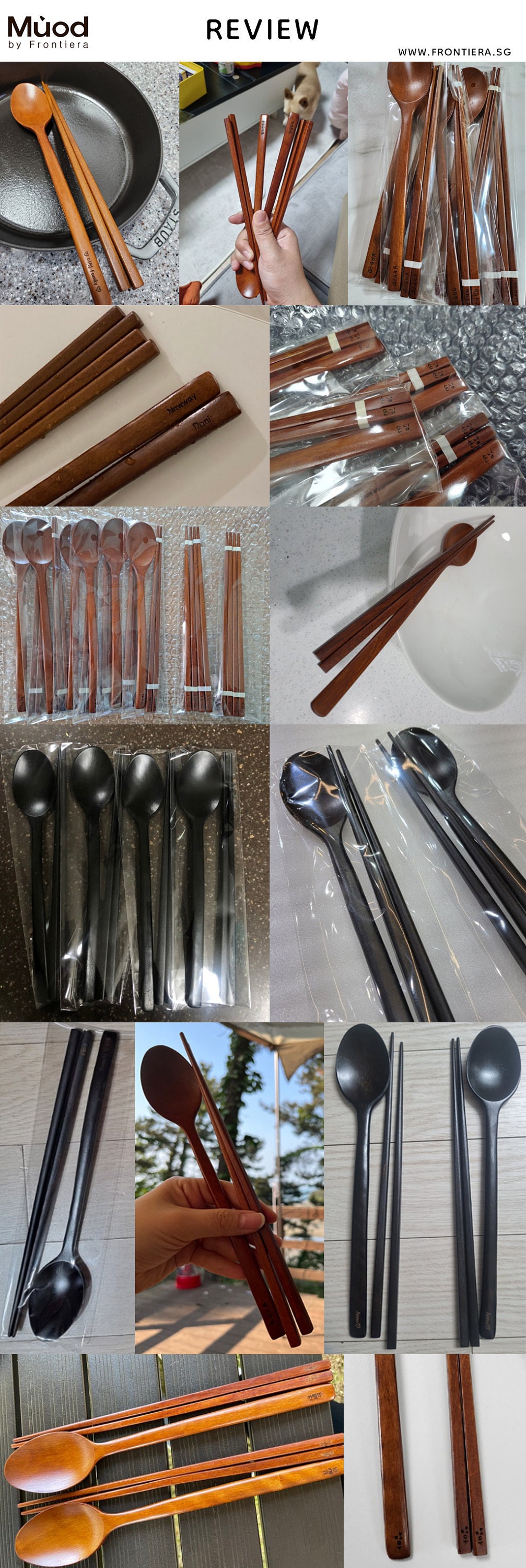 Mytablesecret 2/4 Set Premium Korean Lacqured Wooden Spoon & Chopstick ...
