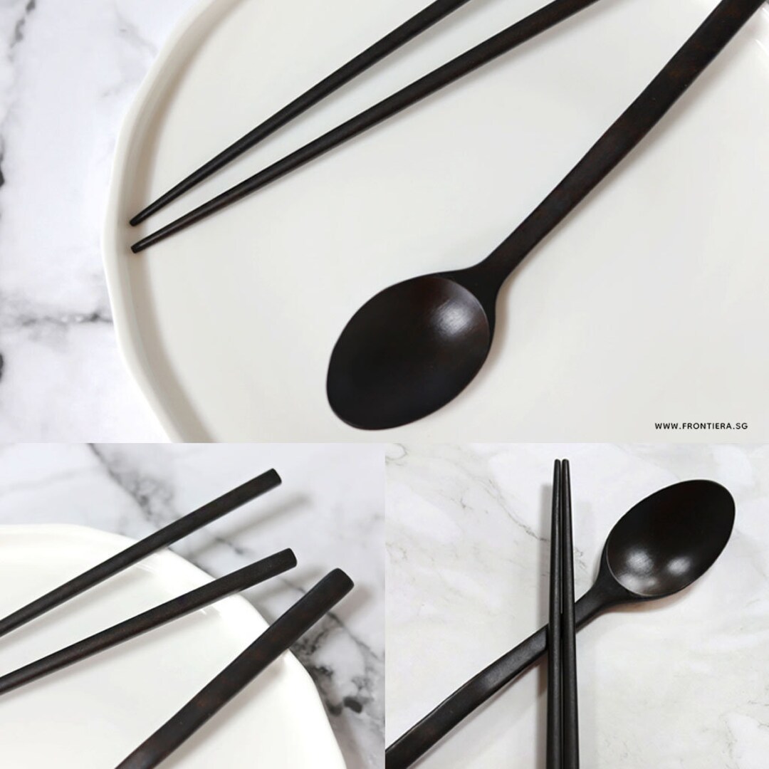 Mytablesecret 2/4 Set Premium Korean Lacqured Wooden Spoon & Chopstick ...