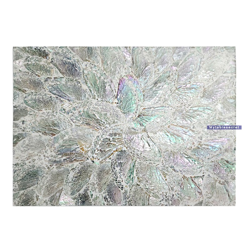 Mytablesecret White Abalone Shell Inlayed 37cm Rectangular Plate, Oval ...